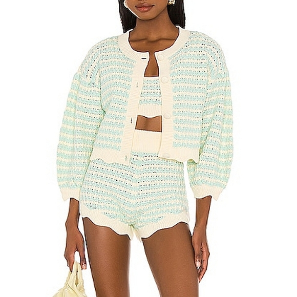 For Love And Lemons | Shorts | New Lizzy Stripe Knit Short In Mint For ...